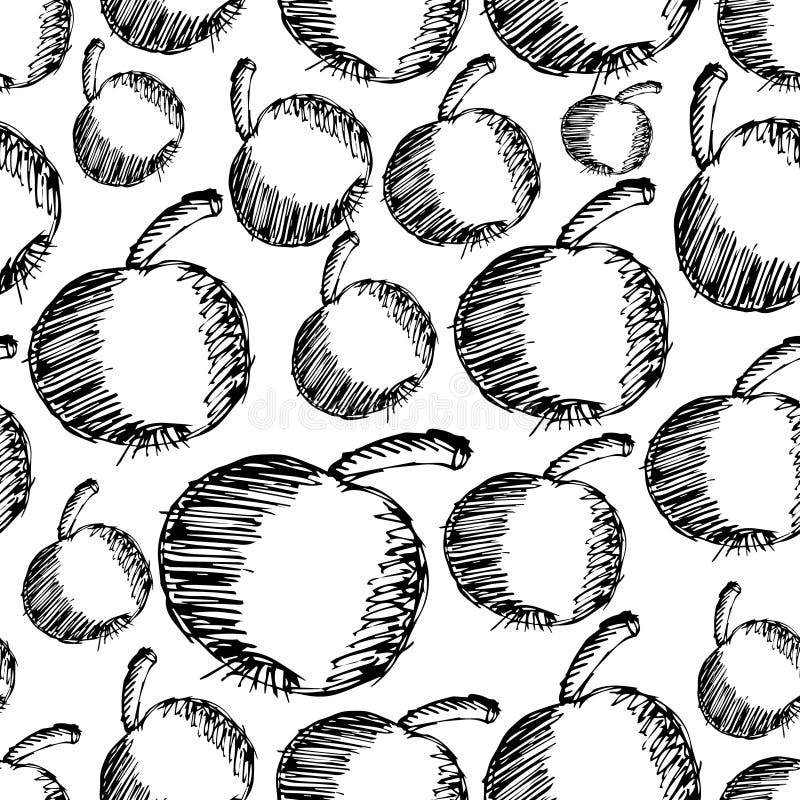 Apple Hand Drawn Doodle Icons Seamless Pattern Eps10 Stock Vector ...