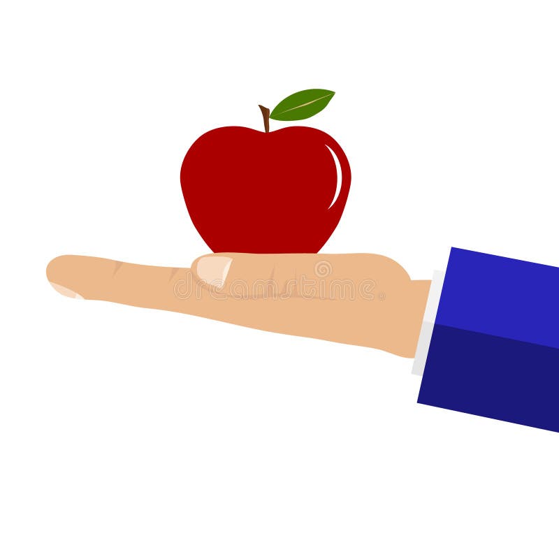 Apple on hand stock illustration. Illustration of nature - 87343405