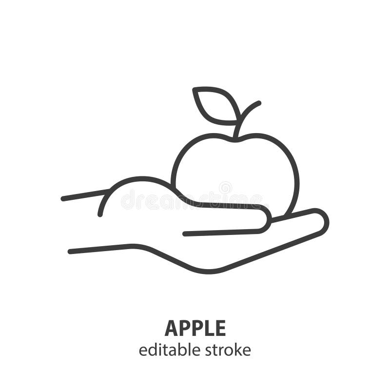Apple in Hand Line Icon. Fruit Vector Symbol Stock Vector ...