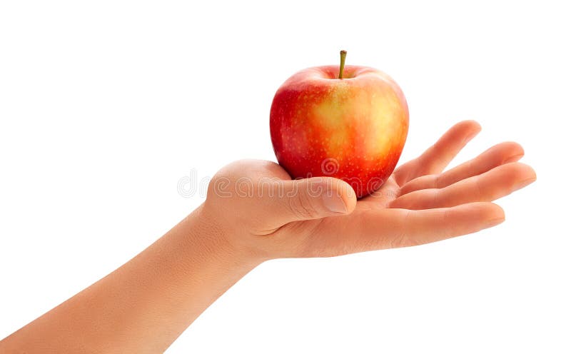 Apple in hand stock photo. Image of white, ripe, hand - 144525300