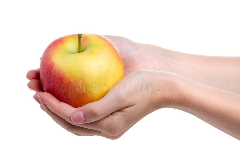 Apple in hand stock image. Image of holding, finger - 178901861