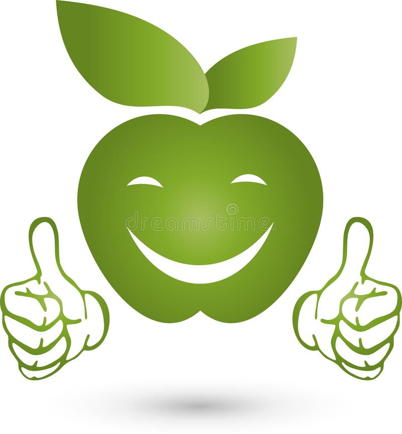 Apple with Hands and Smile, Eating Advice and Vegan Logo Stock Vector ...