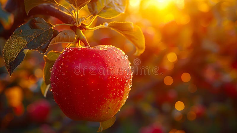 An Apple Hanging on a Tree in the Sun Stock Image - Image of orchard ...
