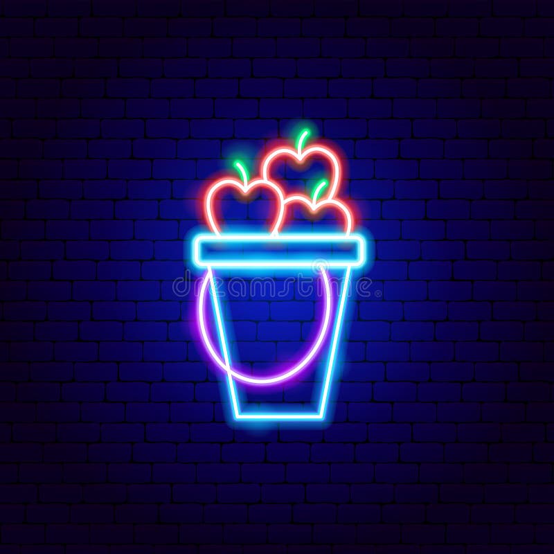 Apple Harvest Neon Sign stock vector. Illustration of container - 219700292