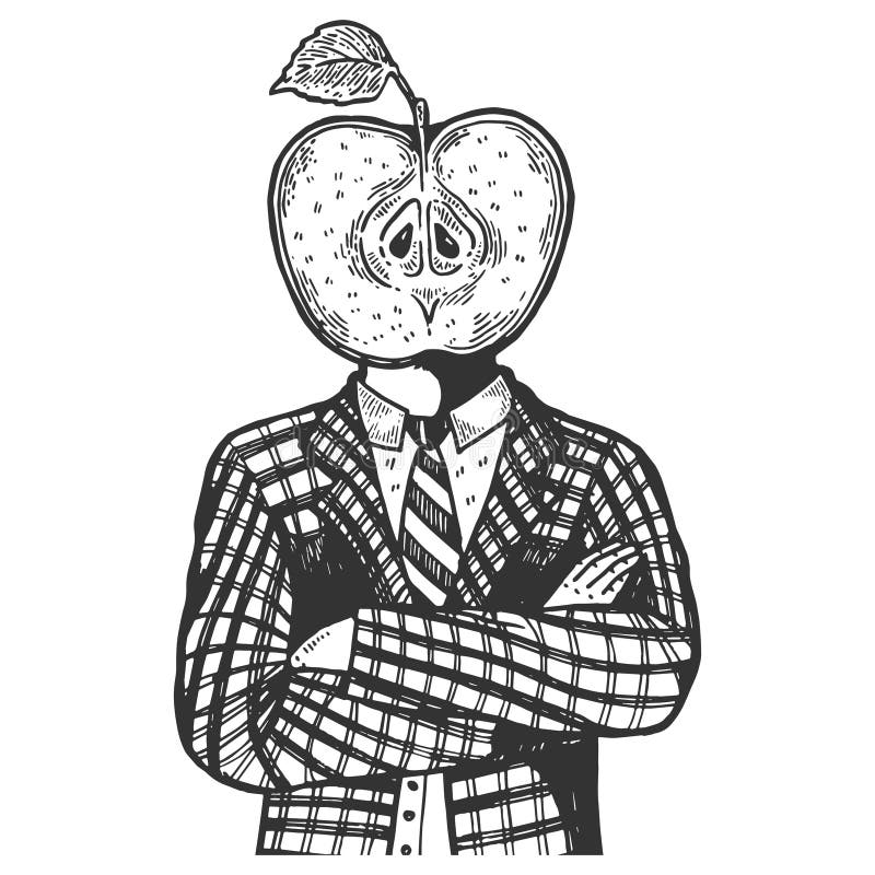 Apple Head Man Engraving Vector Illustration Stock Vector ...