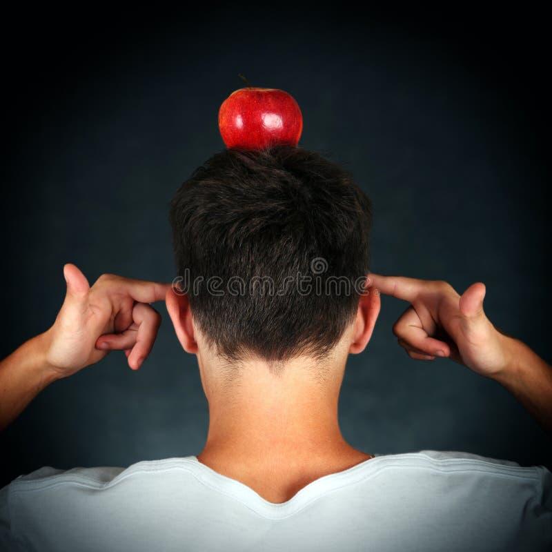 Apple on the Head stock image. Image of closeup, stand - 48842727