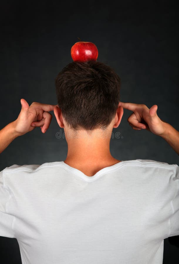 Apple on the Head stock image. Image of back, hindhead - 34535327