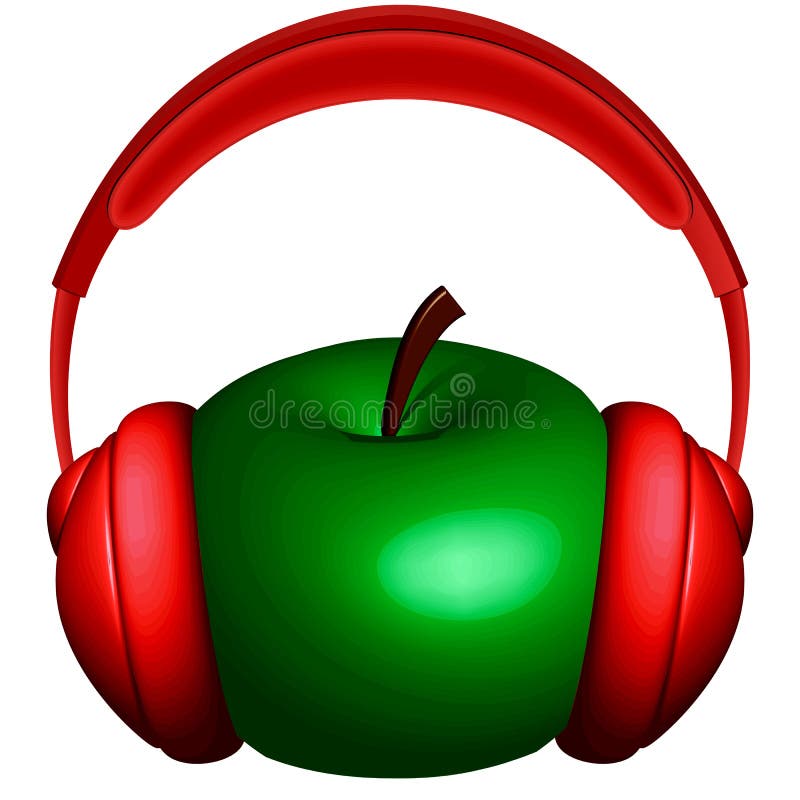Apple and headphones stock vector. Illustration of green - 37838891