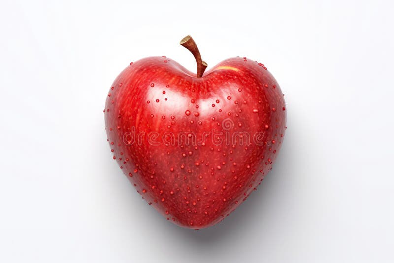 Apple in Heart Shape on White Background. Generative AI Stock ...