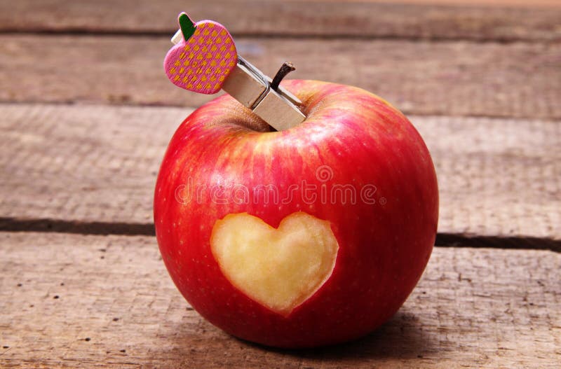 Apple with heart stock image. Image of energy, white - 66491755