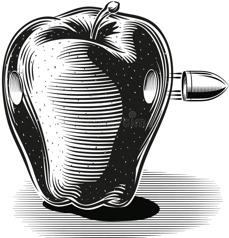 Apple Hit by a Bullet that Pierces. Stock Illustration - Illustration ...