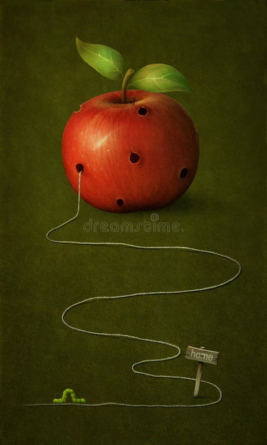 Apple with holes. stock illustration. Illustration of biting - 24335511