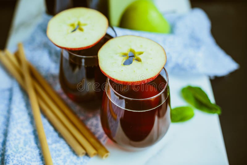 Apple Homemade Kombucha in Glass Beakers Stock Image - Image of bottle ...
