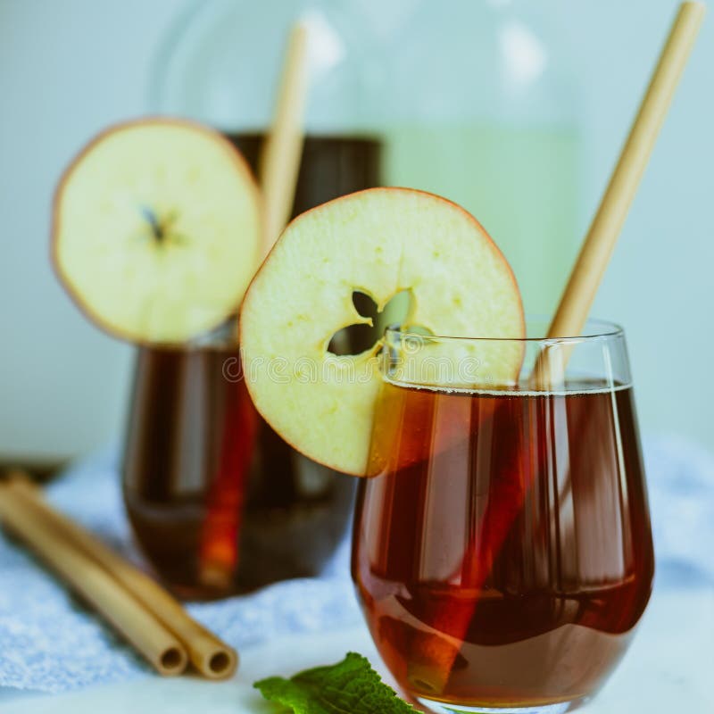 Apple Homemade Kombucha in Glass Beakers Stock Photo - Image of ...