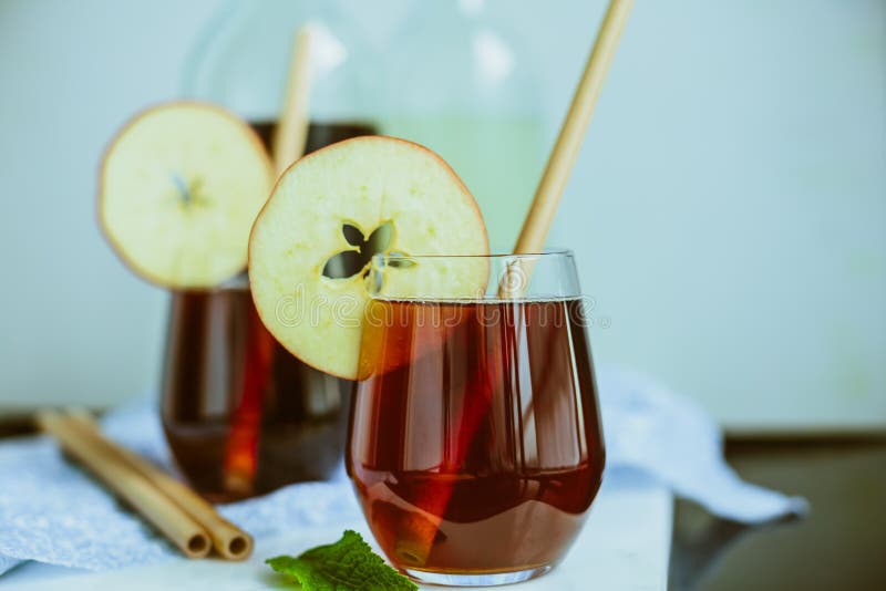 Apple Homemade Kombucha in Glass Beakers Stock Image - Image of ...