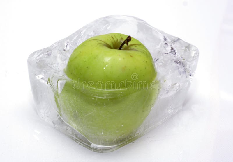 Apple in ice stock image. Image of smooth, fresh, refraction - 1598157