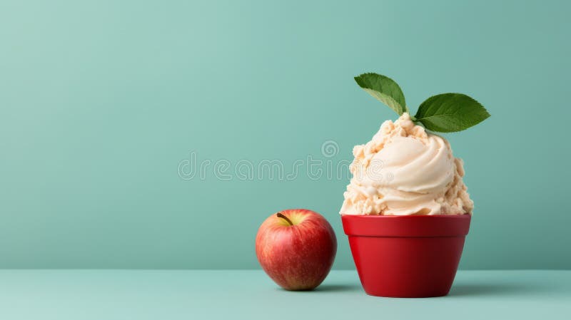 Apple Ice Cream. Delicious Sweet Ice Cream. Minimalism. AI Generated ...