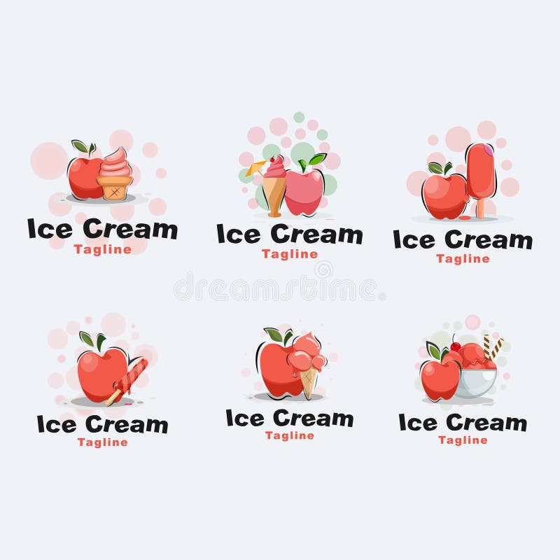 Apple Ice Cream Logo Design Collection Stock Illustration ...