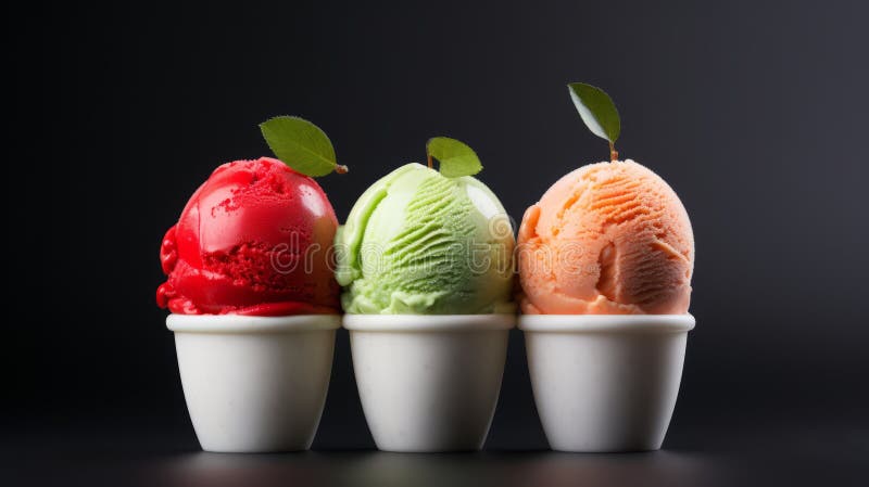 3 Apple Ice Creams. Red Green Orange Ice Creams. Minimalism. AI ...