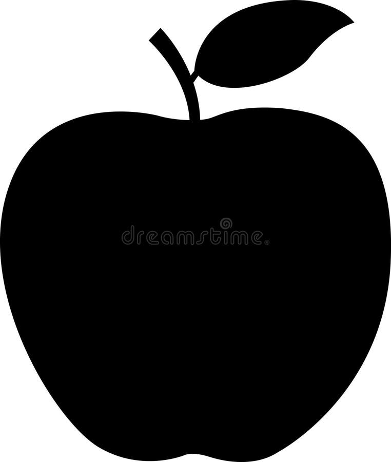 Apple Icon, Apple with Leaf, Apple Symbol in Black, Apple Natural Fruit ...