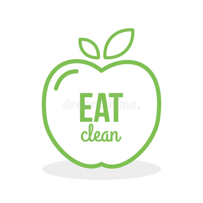 Apple Icon. Quote: Eat Clean. Vector Illustration, Flat and Minimal ...
