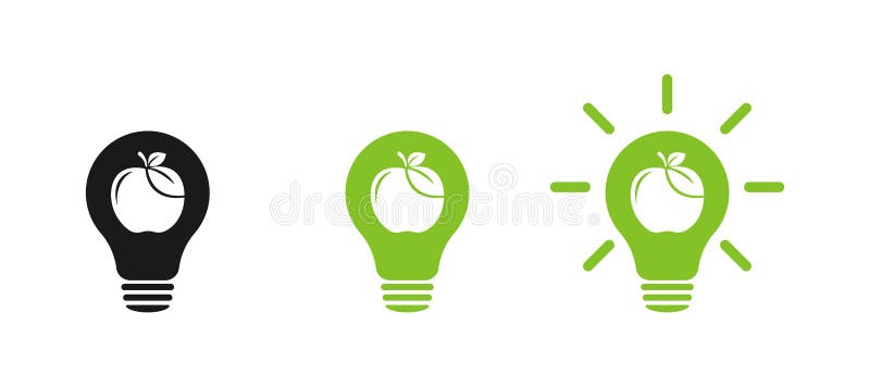 Apple Icon Set on Light Bulb Icon. Illustration Stock Illustration ...