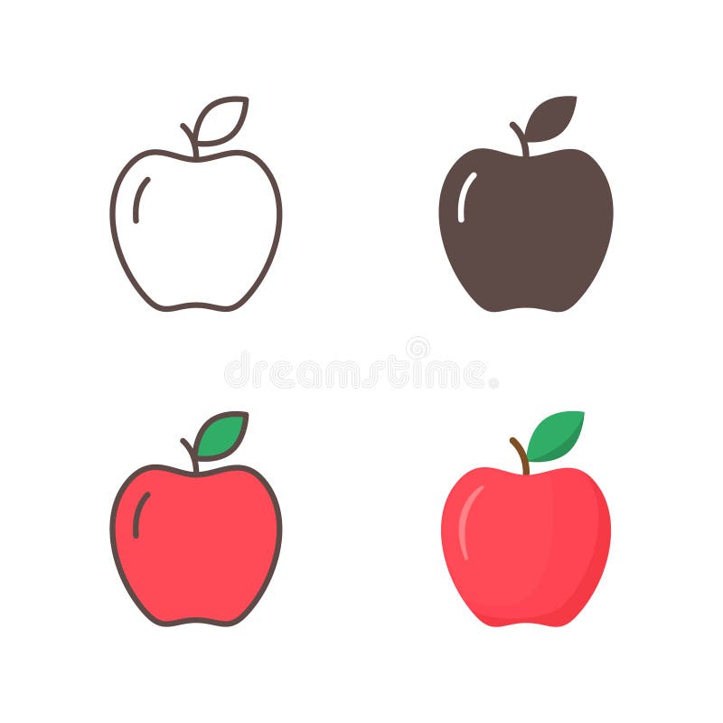 Apple Icon Set, Vector Apple Flat Symbols for Web Design Stock Vector - Illustration of diet ...