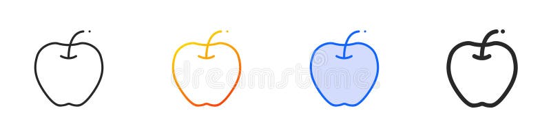 Apple Icon.Thin Linear, Gradient, Blue Stroke and Bold Style Design ...