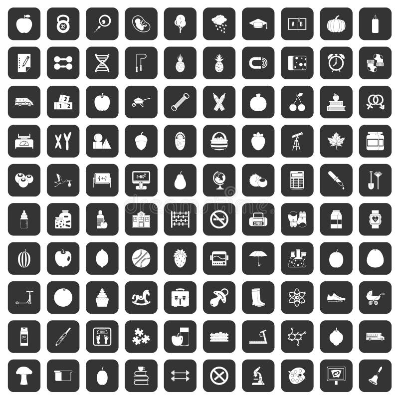 100 apple icons set black stock vector. Illustration of pumpkin - 120212466