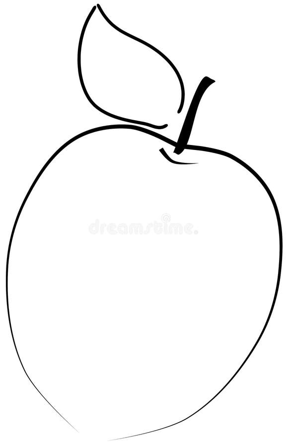 Stylized Apple Isolated with Leaf Stock Illustration - Illustration of ...