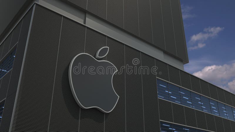 Apple Inc. Logo on the Modern Building. Editorial 3d Rendering ...