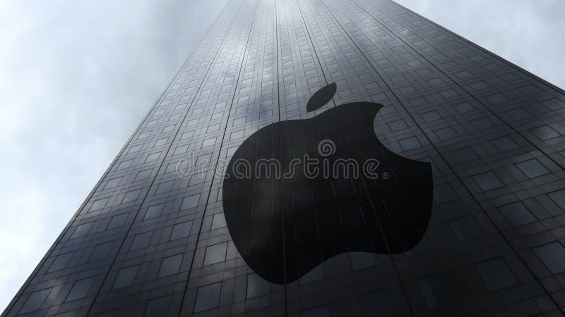 Apple Inc. Logo on a Skyscraper Facade Reflecting Clouds. Editorial 3D ...
