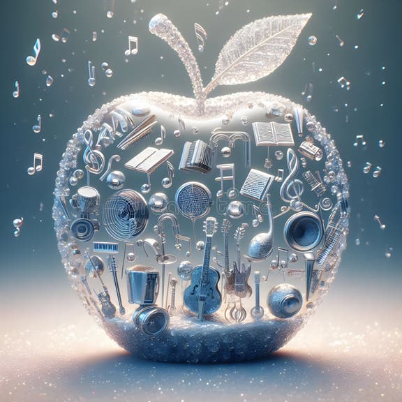 Apple Inside Musical Instruments Stock Illustration - Illustration of ...