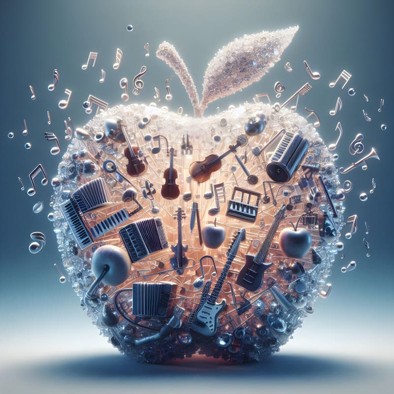 Apple Inside Musical Instruments Stock Illustration - Illustration of ...