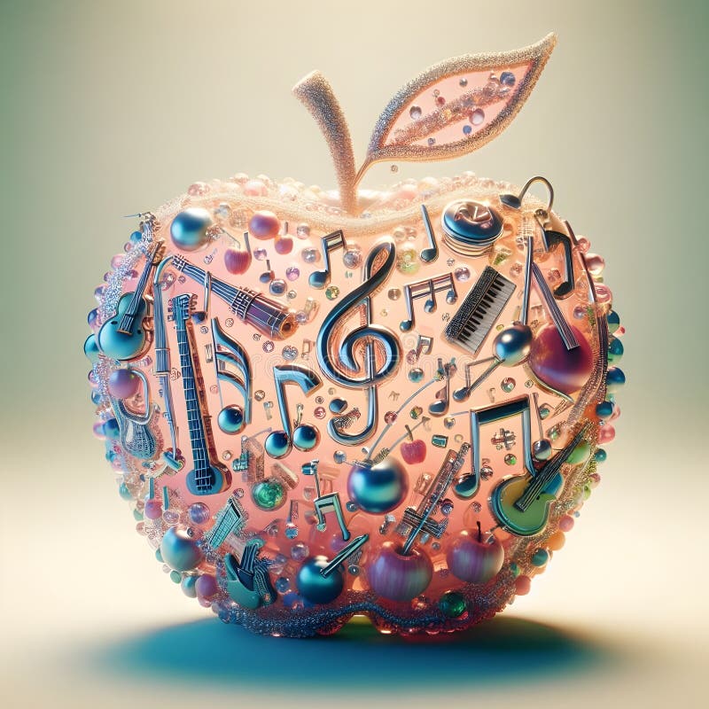 Apple Inside Musical Instruments Stock Illustration - Illustration of ...