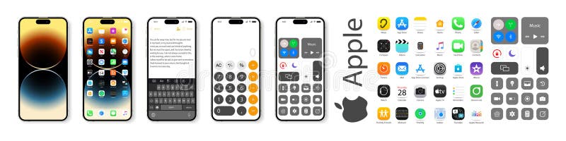 Apple Interface. Iphone Display. Iphone Home Page with Popular Apps ...