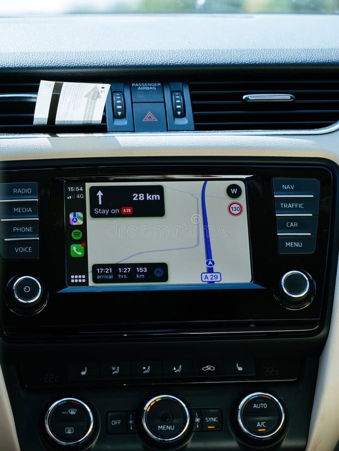 Apple IOS CarPlay on Luxury Car Dashboard Features Navigation an ...