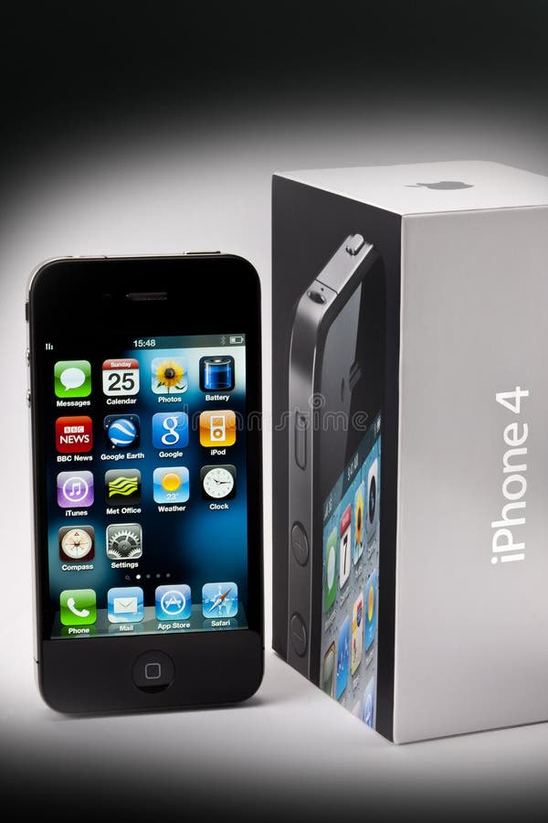 Apple iphone 4 and Box editorial photography. Image of yahoo - 21303882
