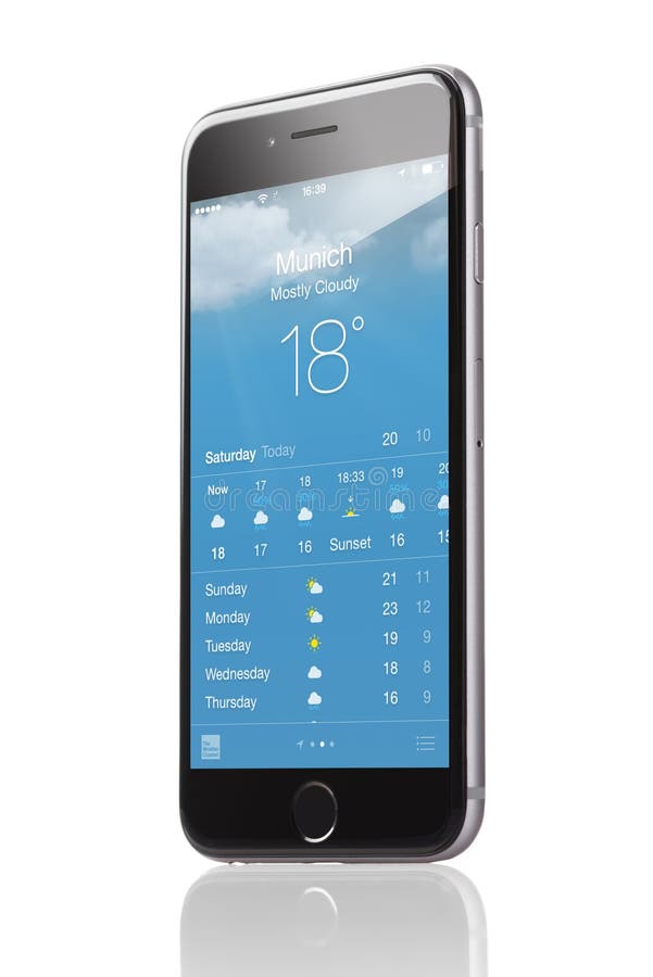Weather Forecast on Apple IPhone 5S Editorial Stock Photo - Image of ...