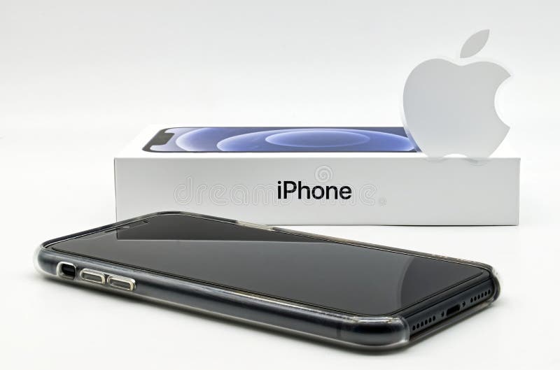 Apple IPhone with Box Isolated on White Background Editorial Stock ...