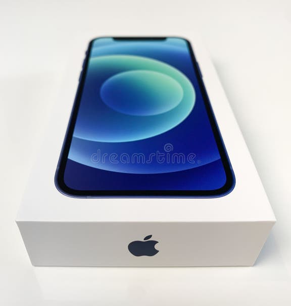Apple IPhone 12 in Box on White Table, Shallow Focus. Editorial Stock ...