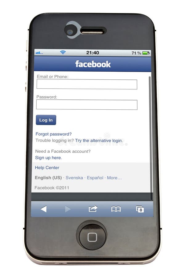 IPhone and facebook editorial image. Image of button - 22638820