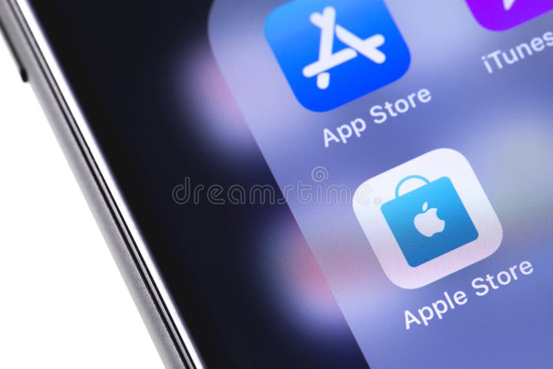 Apple-iPhone Met Pictogrammen Van AppStore, ITunes, Apple Store Apple ...