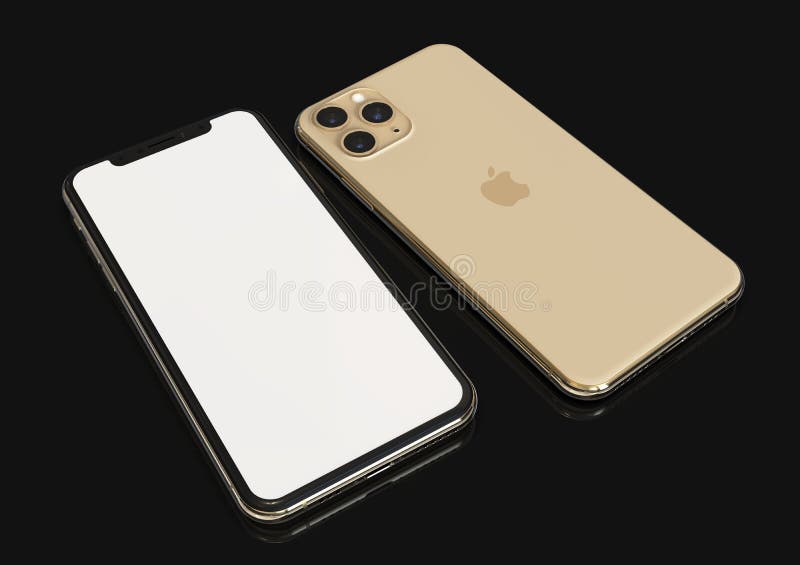 Apple IPhone 11 Pro Gold, 2019, Front & Back Editorial Stock Photo ...