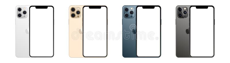 Apple IPhone 12 Pro Max in Four Colors. Set Iphone Layout. the Back of ...