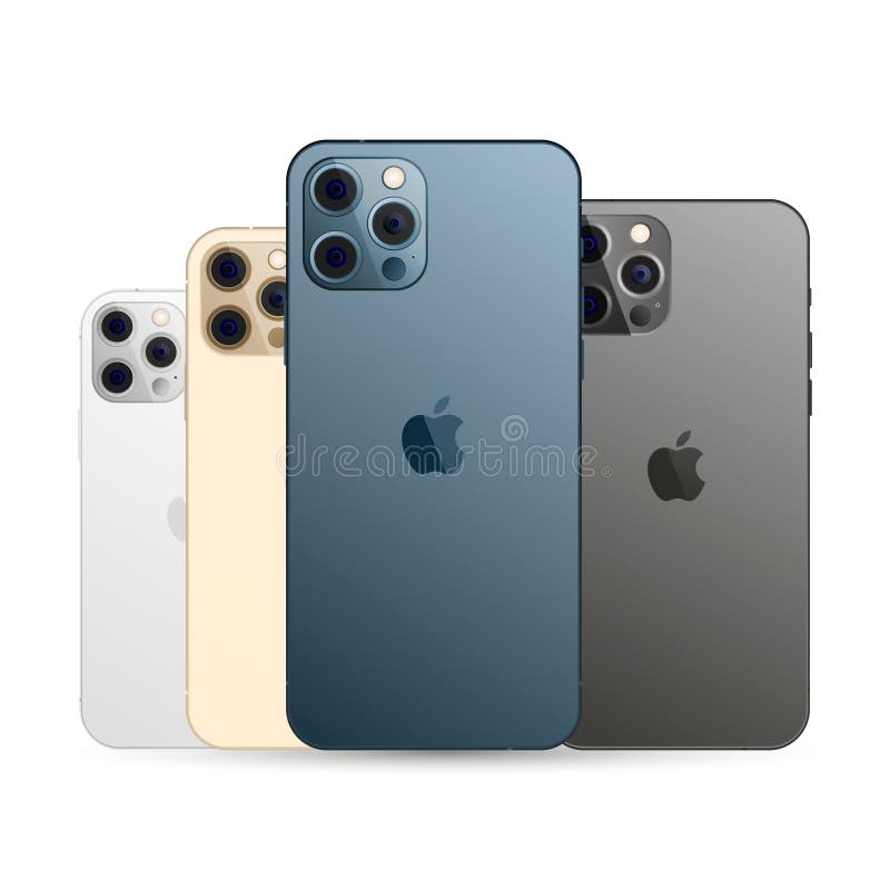Apple IPhone 12 Pro Max in Four Colors. Set Iphone Layout. the Back of ...