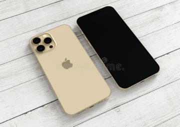 Apple IPhone 13 Pro Max Gold, Front and Back Sides Comparison Editorial ...