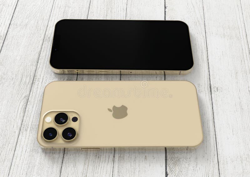 Apple IPhone 13 Pro Max Gold, Front and Back Sides Comparison Editorial ...