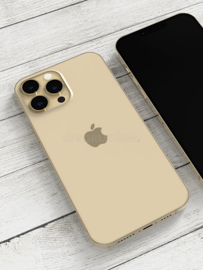 Apple IPhone 13 Pro Max Gold, Front and Back Sides Comparison Editorial ...