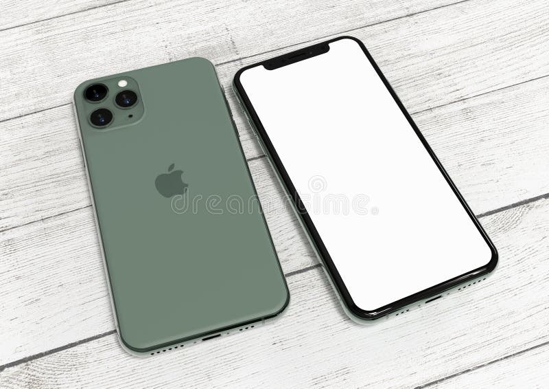 Apple IPhone 11 Pro Midnight Green, Front And Back Sides Editorial ...
